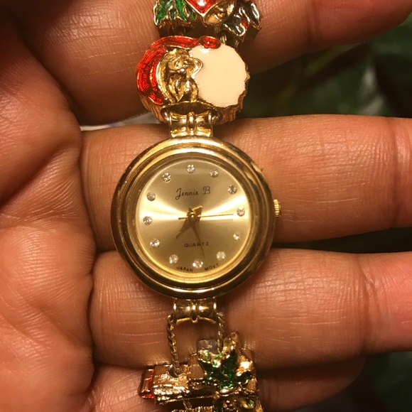 Vintage | Accessories | Vintage Jennie B Christmas Charm Bracelet Watch ...